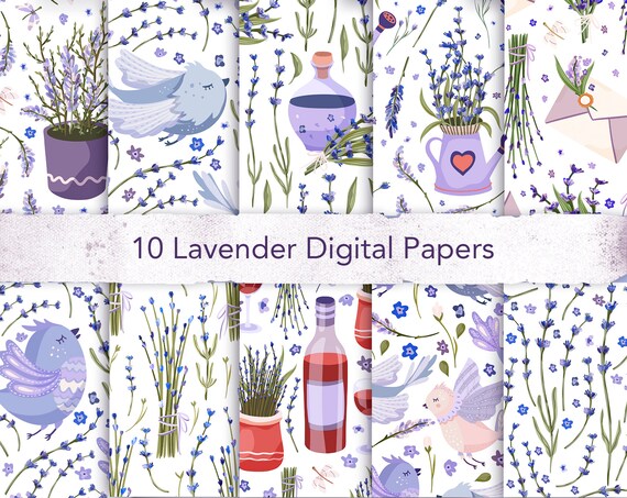 Lavender Digital Paper Seamless Pattern Spring Floral Digital | Etsy