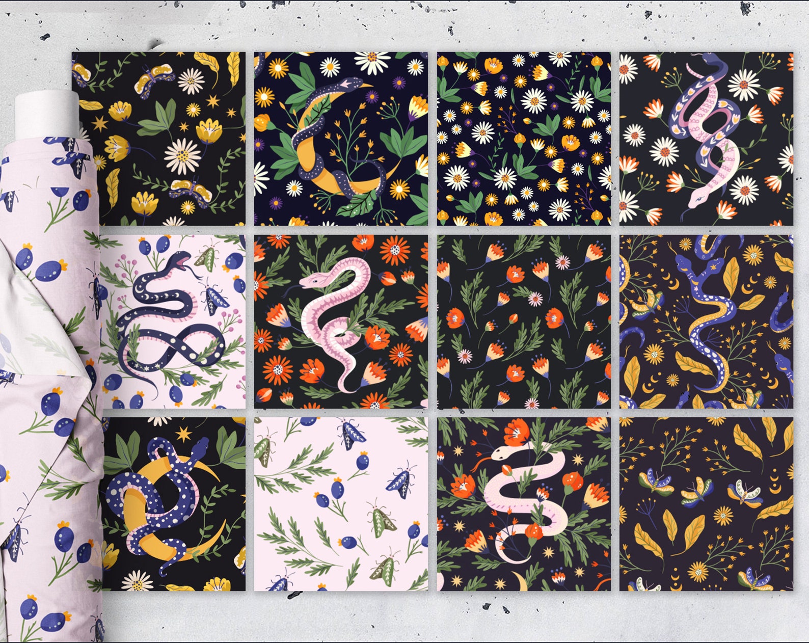 Snake Print Boho Clipart Snake Art Magic Digital Paper Snake - Etsy