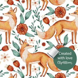 Fox Print Forest Wallpaper Fall Digital Paper Fox Pattern Animal ...