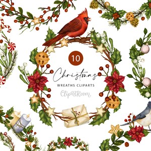 Cardinal Clipart Christmas Wreath Clipart Commercial Use Christmas ...