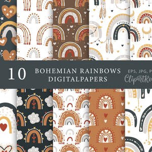 Boho Digital Paper Bundle Retro Digital Paper Chic Seamless Pattern ...