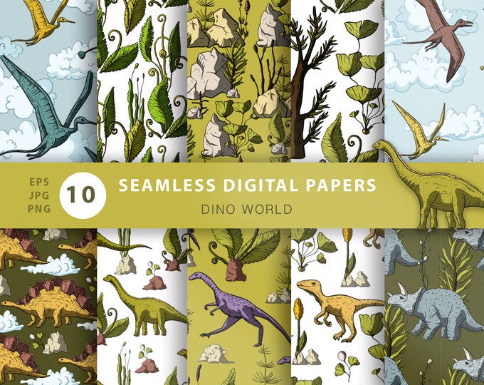 Dino Vector Seamless Files Dinosaur Print Baby Digital Paper - Etsy