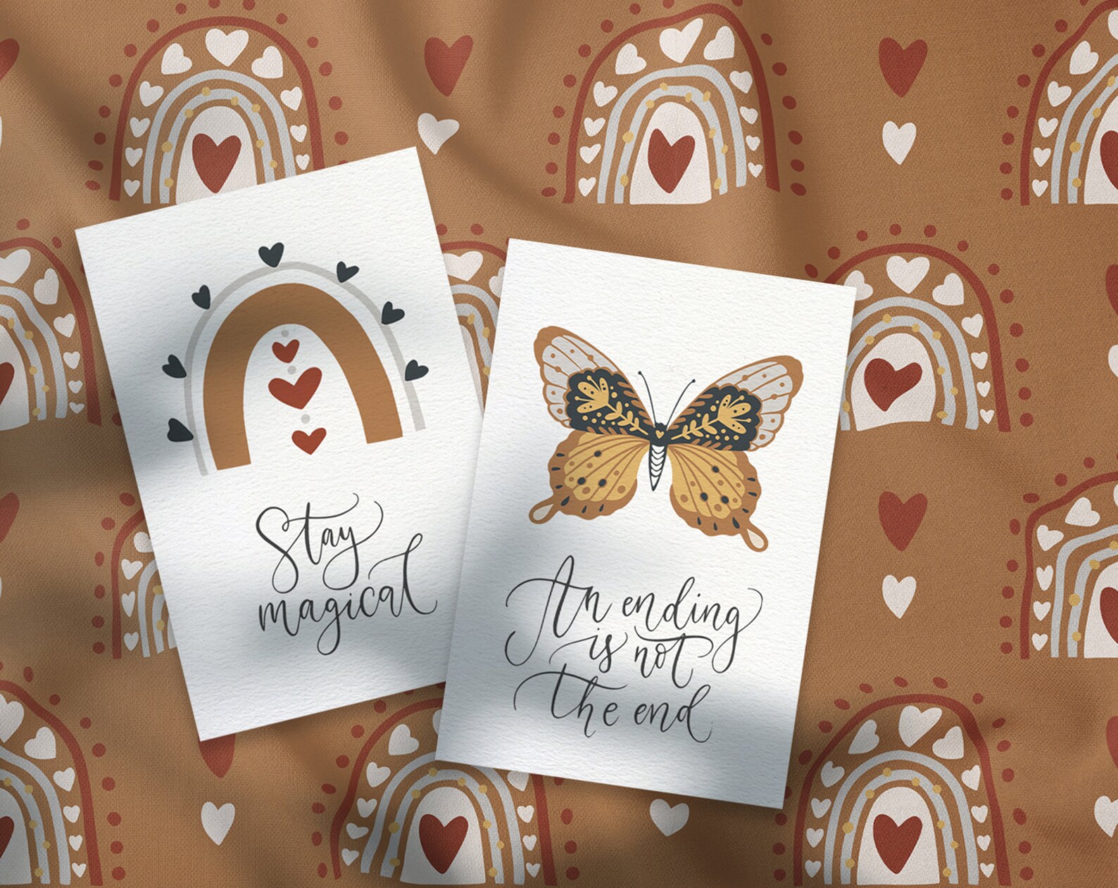 Boho Clipart & Boho Digital Paper Pack With Rainbow Clipart, Butterfly ...