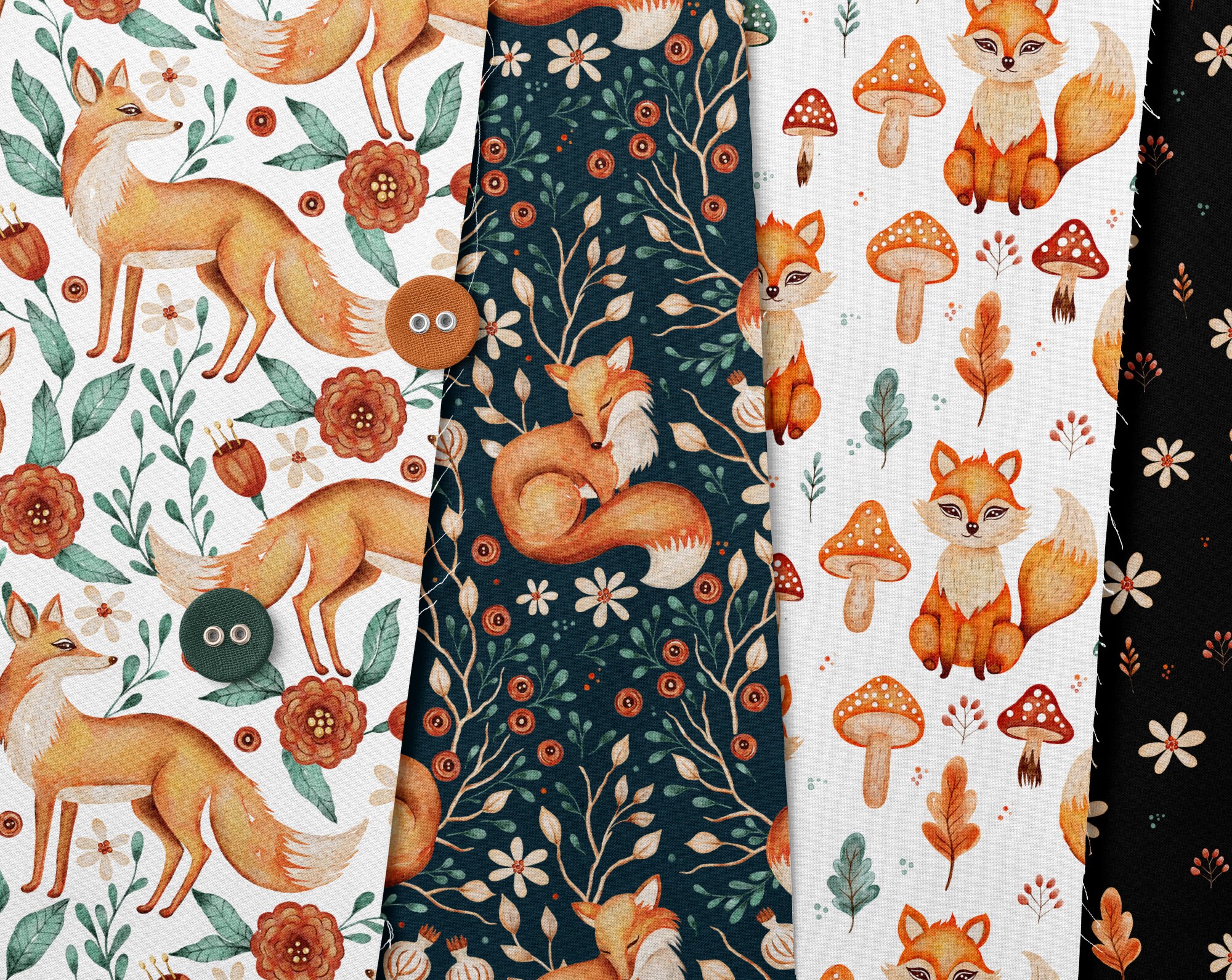 Fox Print Forest Wallpaper Fall Digital Paper Fox Pattern - Etsy