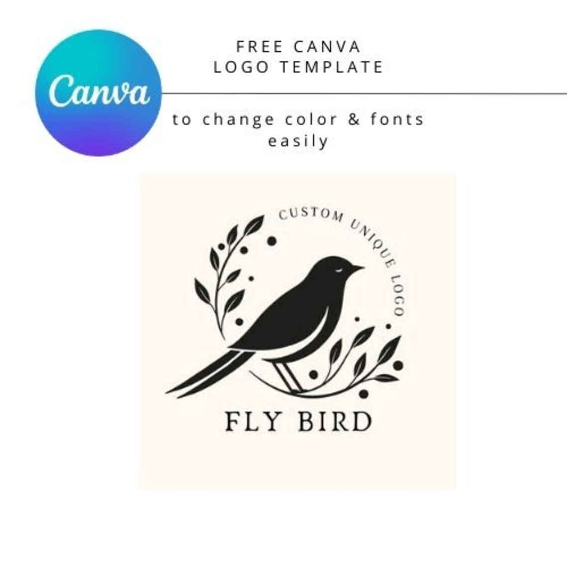Bird Svg Custom Logo Stamp Bird Art One of A Kind Logo Design Custom ...