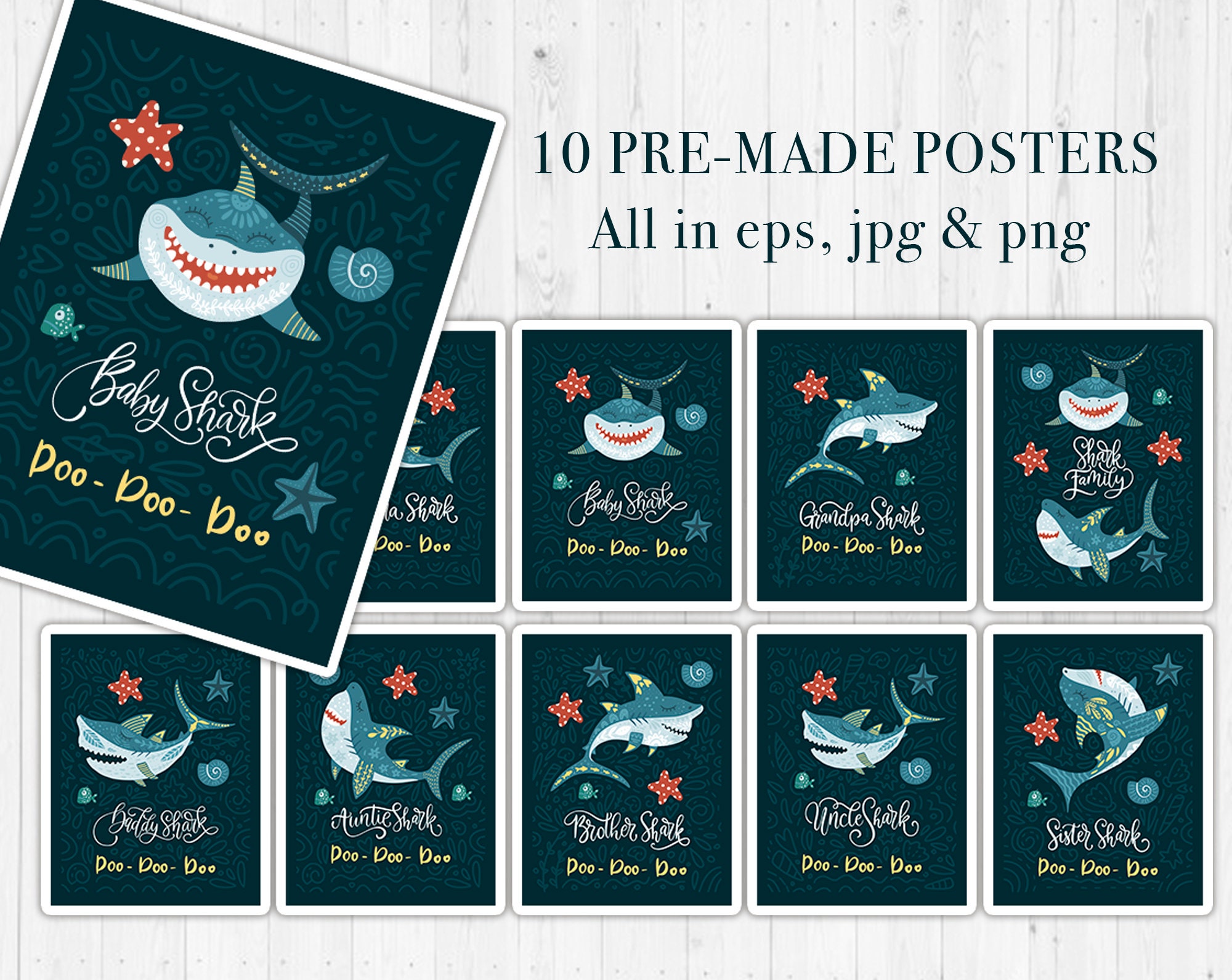 Baby Shark Clipart Family Family Clipart Baby Shark Bundle - Etsy Australia