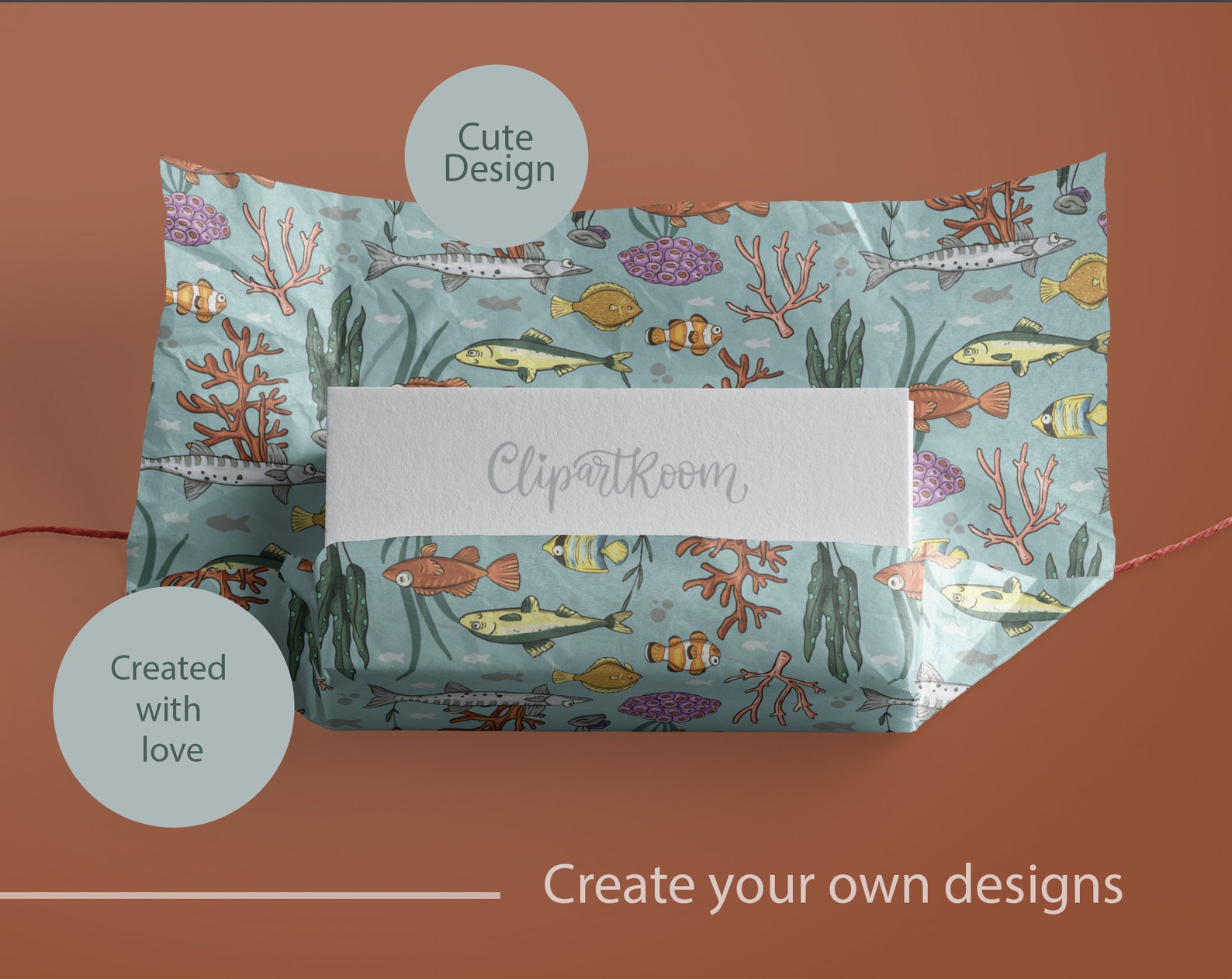 Dark Ocean Art Beach Digital Paper Fish Print Seamless Pattern Sea ...