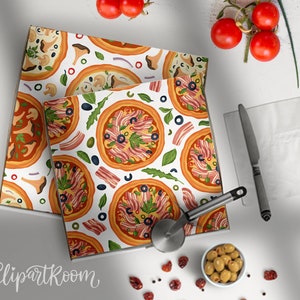 Pizza Print Colorful Digital Paper, Food Backdrop Digital Scrapbook Kit ...