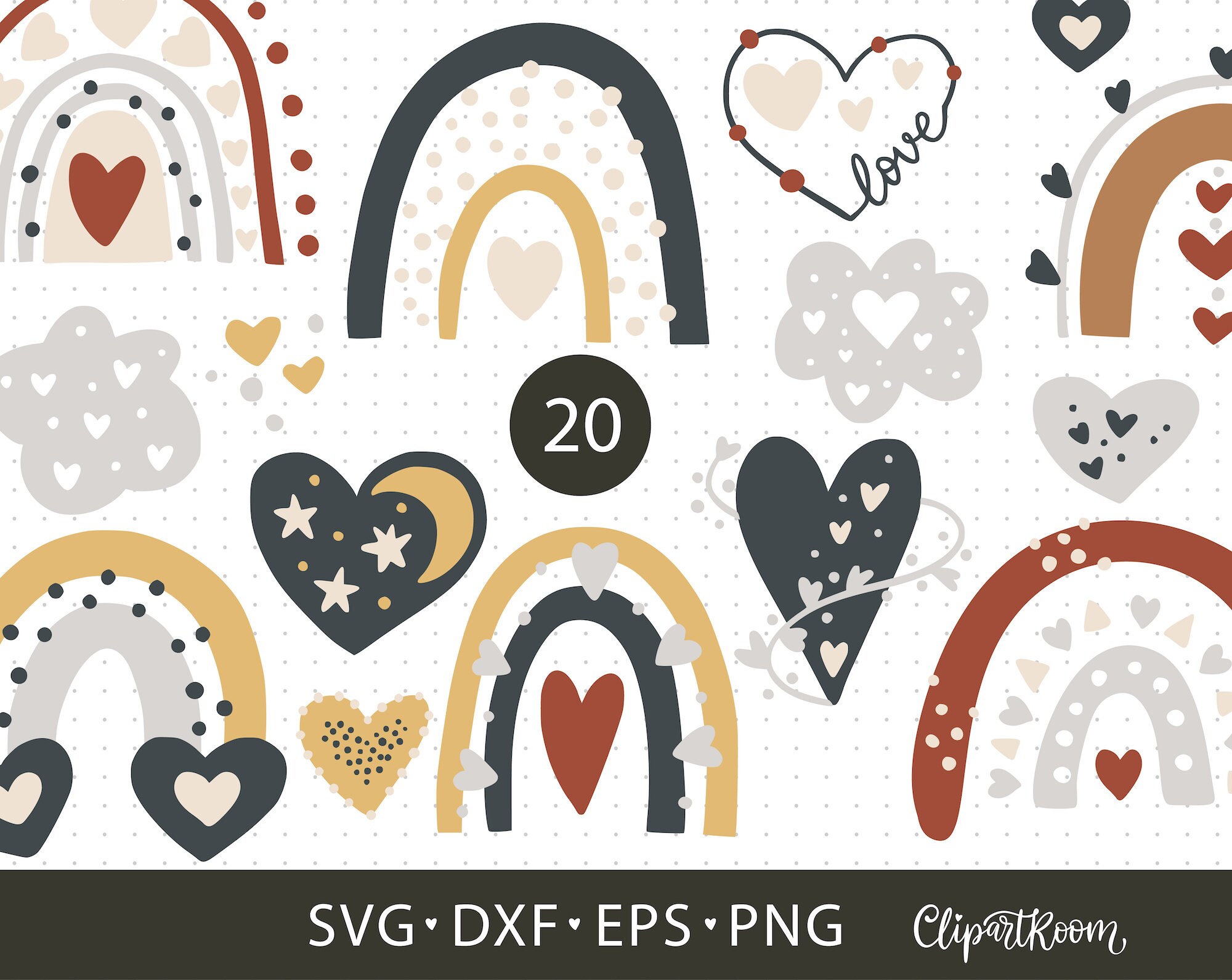 Digital Art & Collectibles Drawing & Illustration Boho Love Hearts svg ...