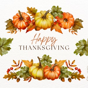 Pumpkin Clipart Thankful Png Thanksgiving Png Fall Watercolor Clipart ...