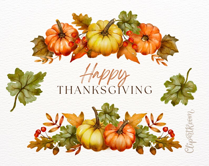 Pumpkin Clipart Thankful Png Thanksgiving Png Fall Watercolor Clipart ...
