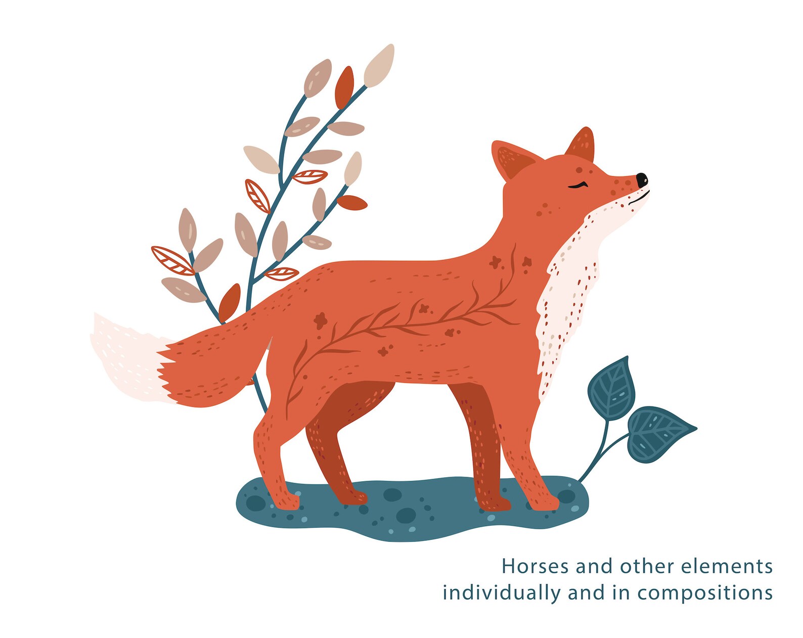 Fox Clipart, Fox Vector Art, Fox Art & Floral Graphic Animal Clipart ...