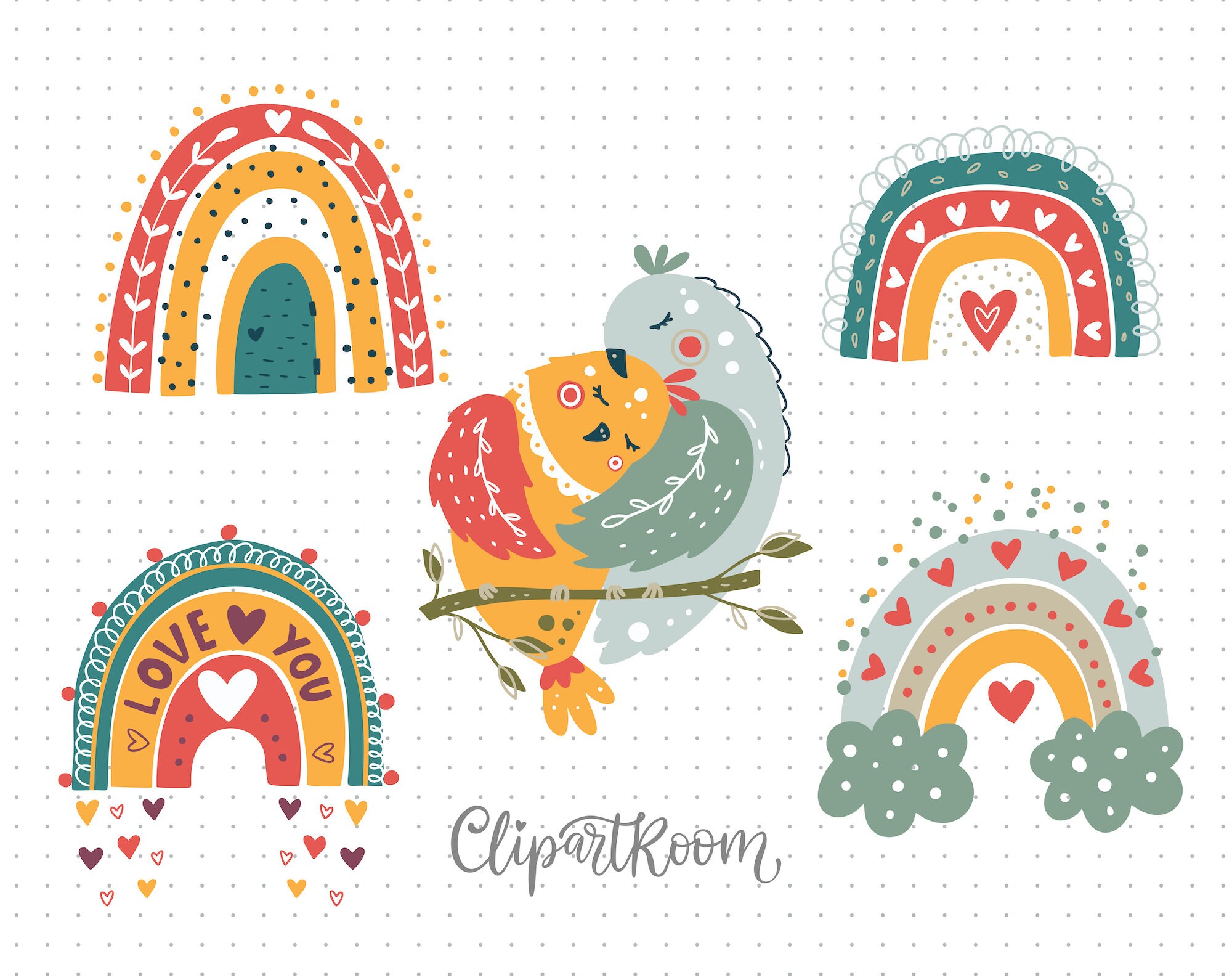 Bird Svg Couple Clipart Valentine Clipart Rainbow Svg I Love You Svg ...