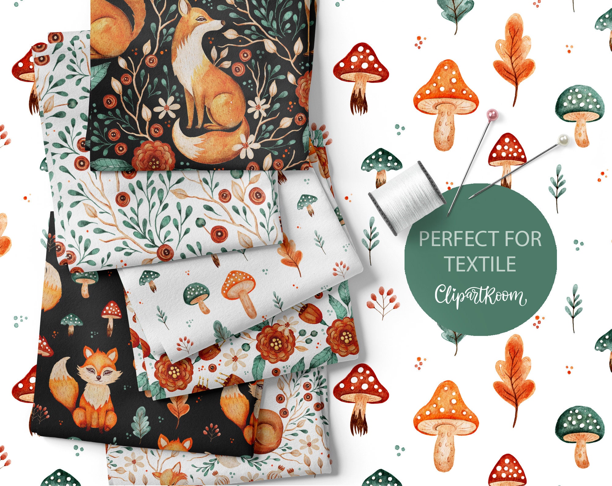 Fox Print Fall Digital Paper Fox Baby Shower Fox Pattern Animal ...