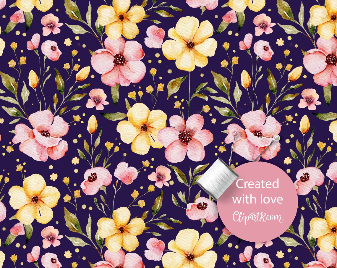 Wildflower Png Watercolor Digital Paper Vintage Wallpaper Spring ...