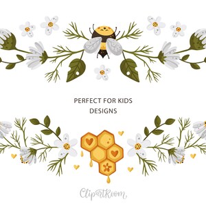 Floral Bee Png Border Clipart: Bumble Bee Baby Shower Clipart Bee Art ...