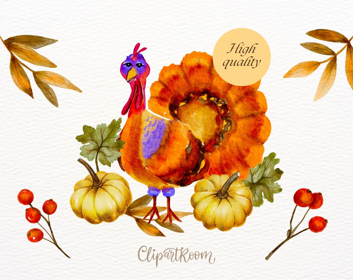 Pumpkin Clipart Thankful Png Thanksgiving Png Fall Watercolor Clipart ...