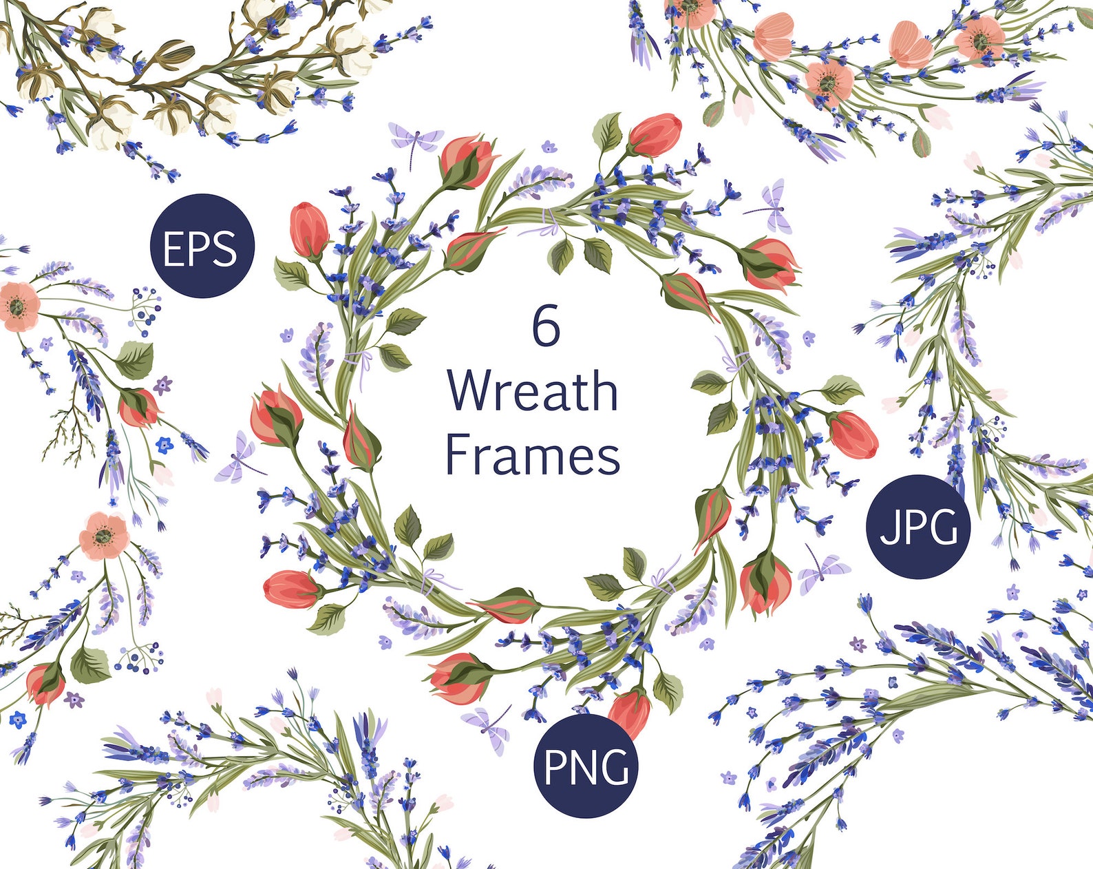 Floral Frame Clipart Floral Wreath Clipart Lavender Clipart - Etsy