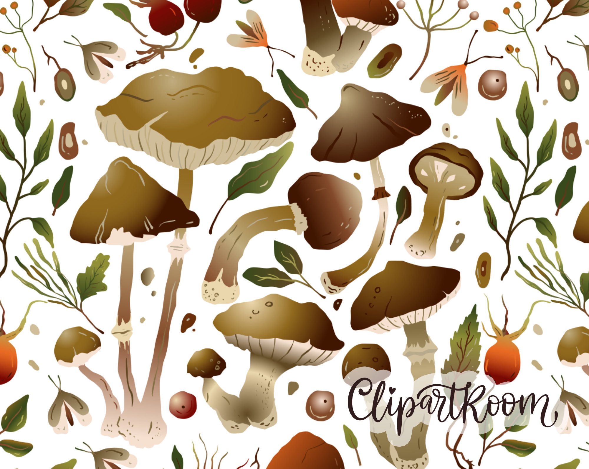 Fall Digital Paper Mushroom & Daisy Digital Paper Seamless - Etsy