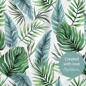 Jungle Nursery Tropical Leaves Digital Paper Eucalyptus Leaves Monstera ...