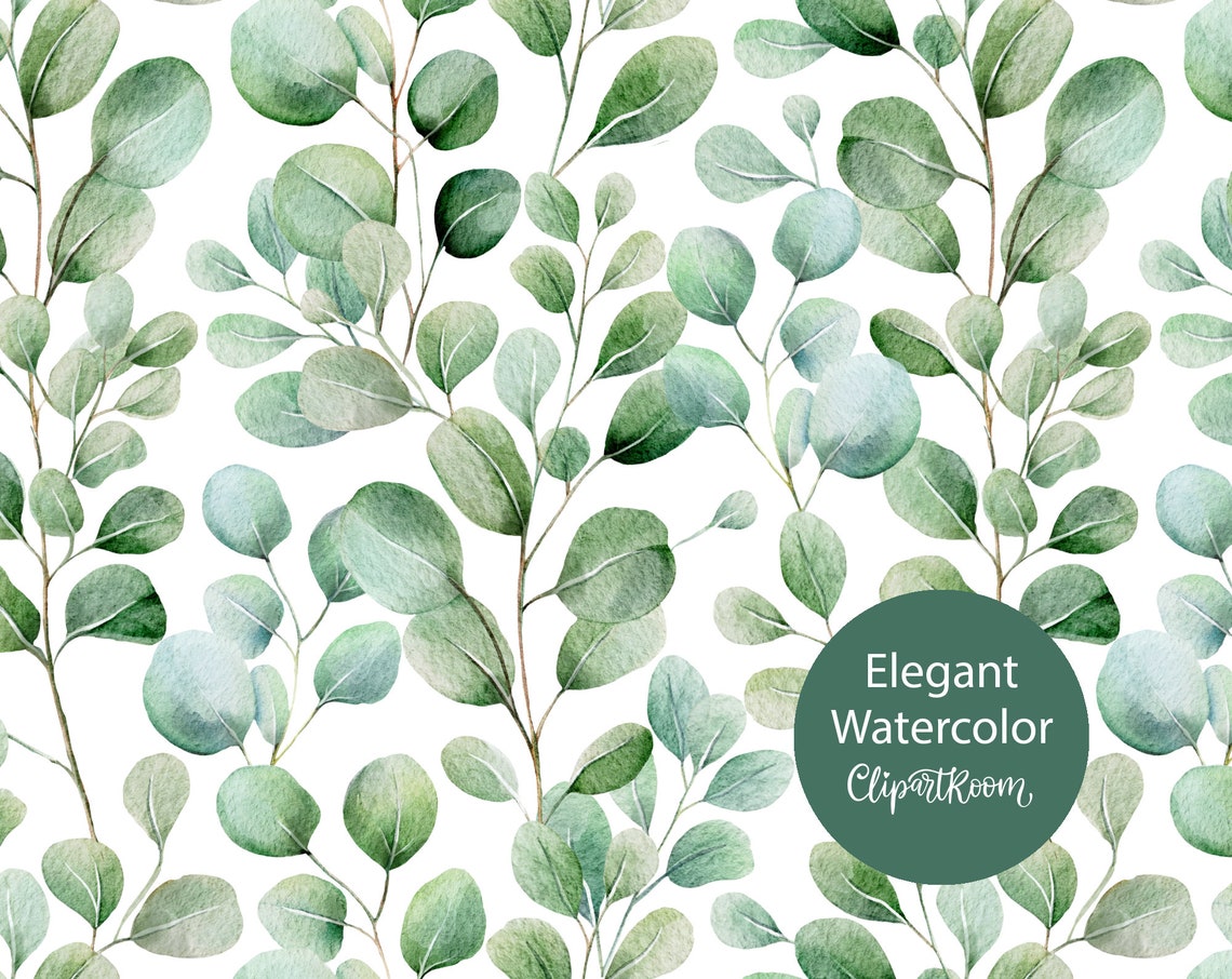 Jungle Nursery Tropical Leaves Digital Paper Eucalyptus Leaves - Etsy