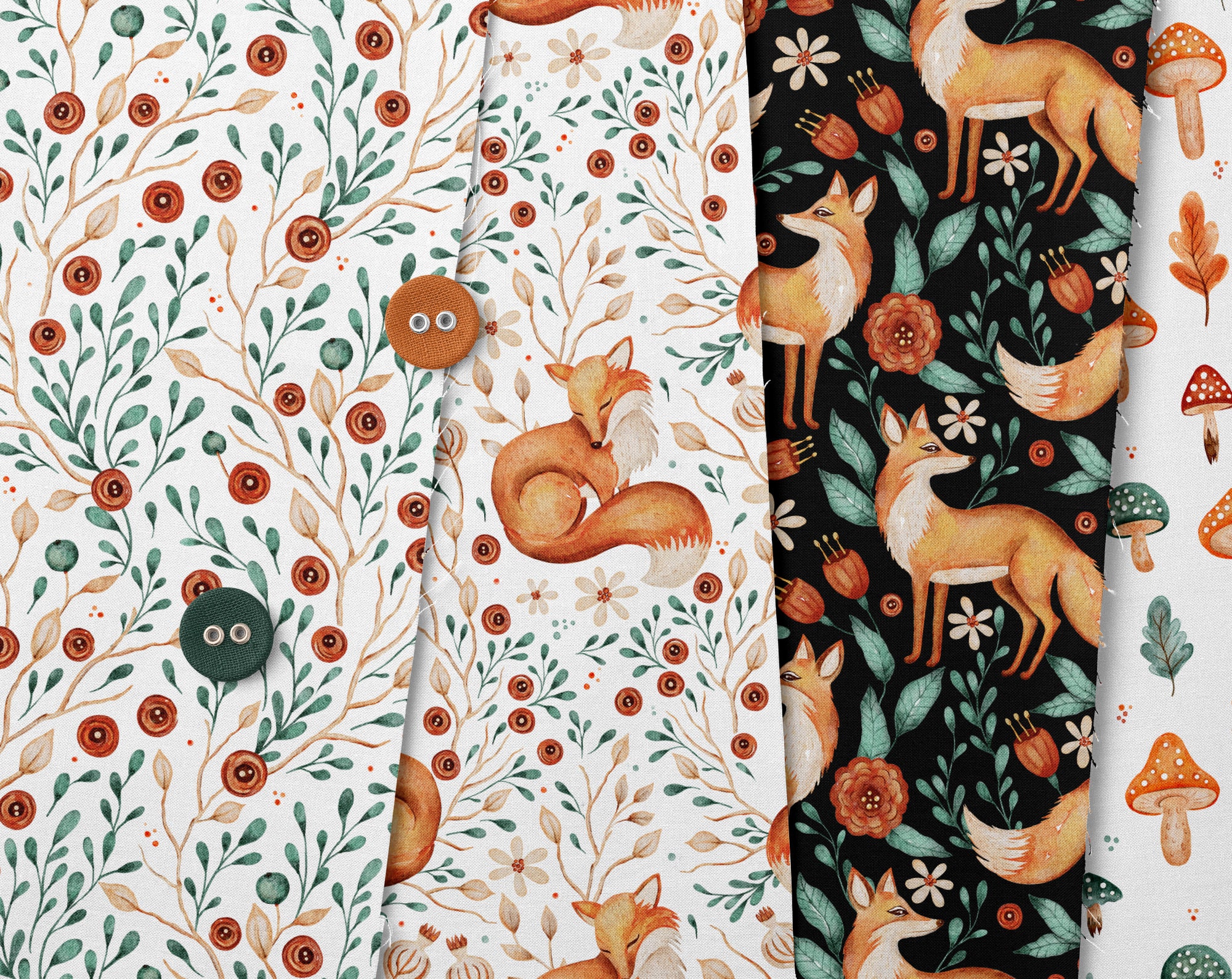 Fox Print Fall Digital Paper Fox Baby Shower Fox Pattern Animal ...