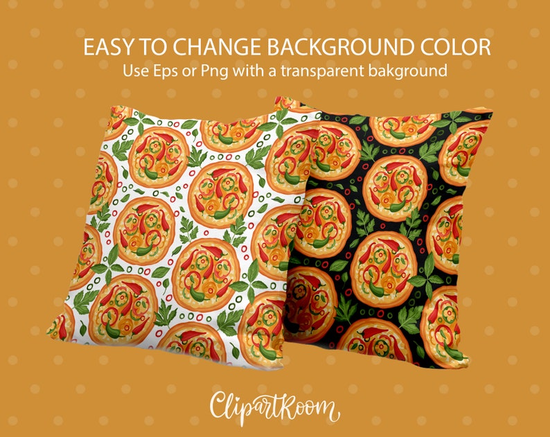 Pizza Print Colorful Digital Paper, Food Backdrop Digital Scrapbook Kit ...