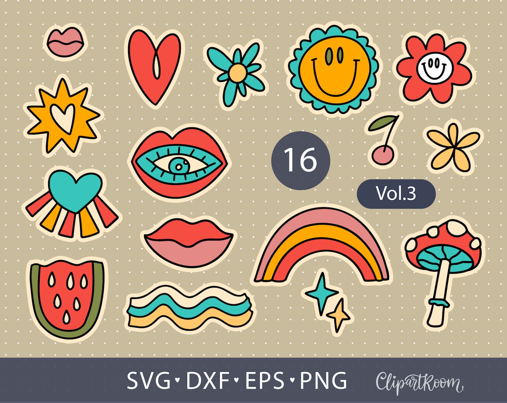Groovy Svg Hippie Svg Groovy Art Psychedelic Vector Mushroom Sticker ...
