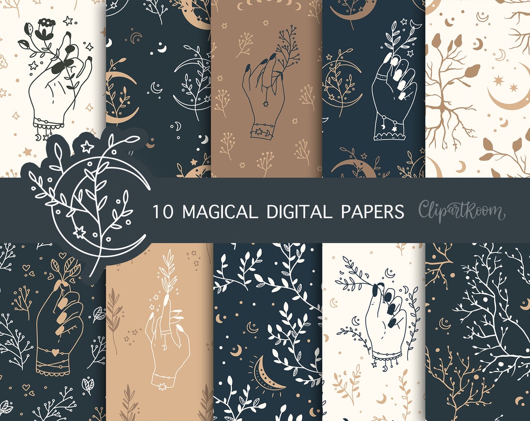 Boho Digital Paper Pack, Magical Digital Background, Seamless Pattern ...
