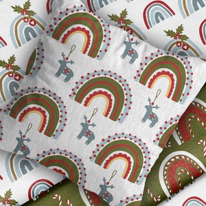 Christmas Rainbow Digital Paper, Rainbow Colors Digital Paper ...