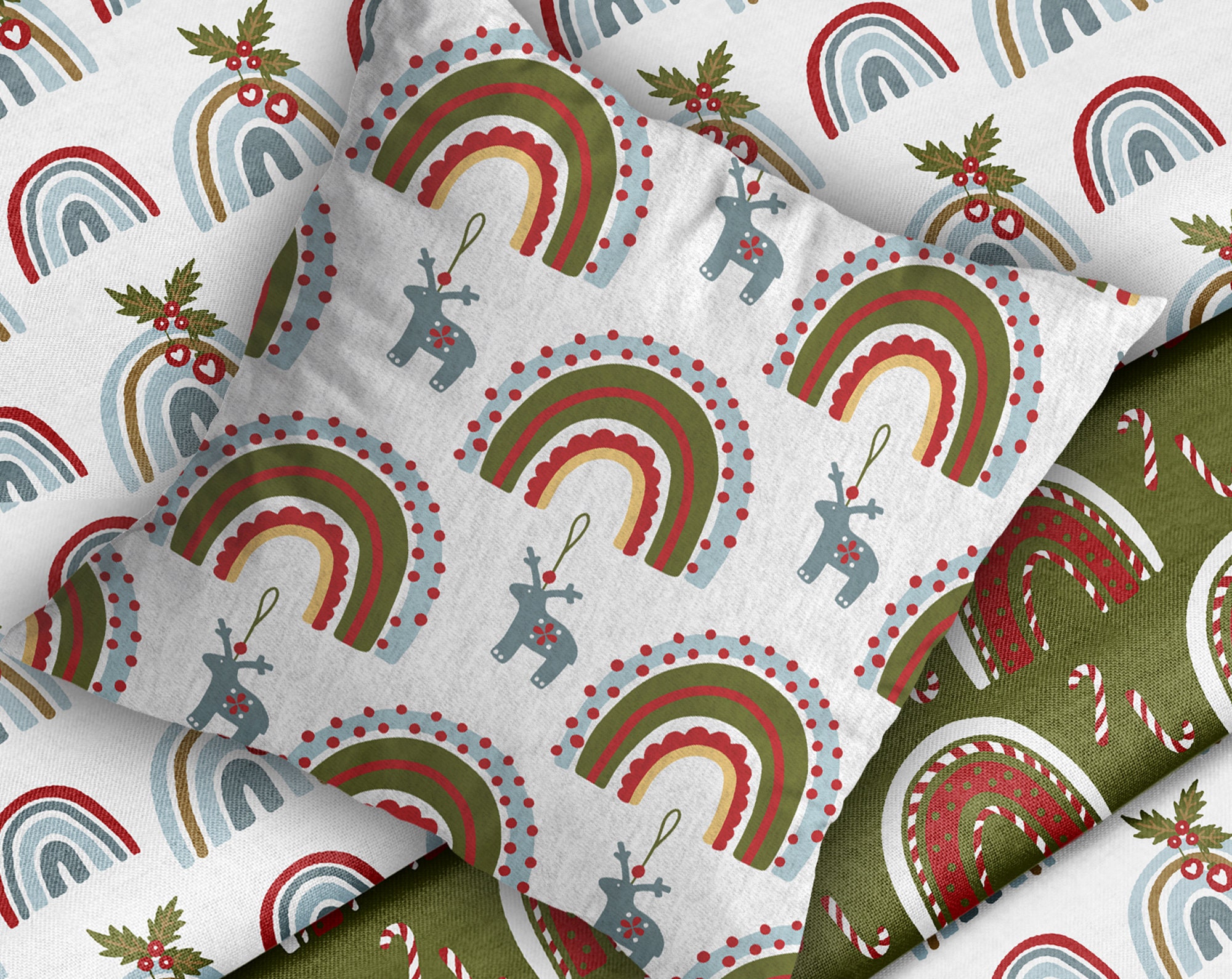 Christmas Rainbow Digital Paper, Rainbow Colors Digital Paper ...