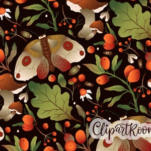 Autumn Digital Paper Fall Digital Paper Floral Graphic Seamless Pattern ...
