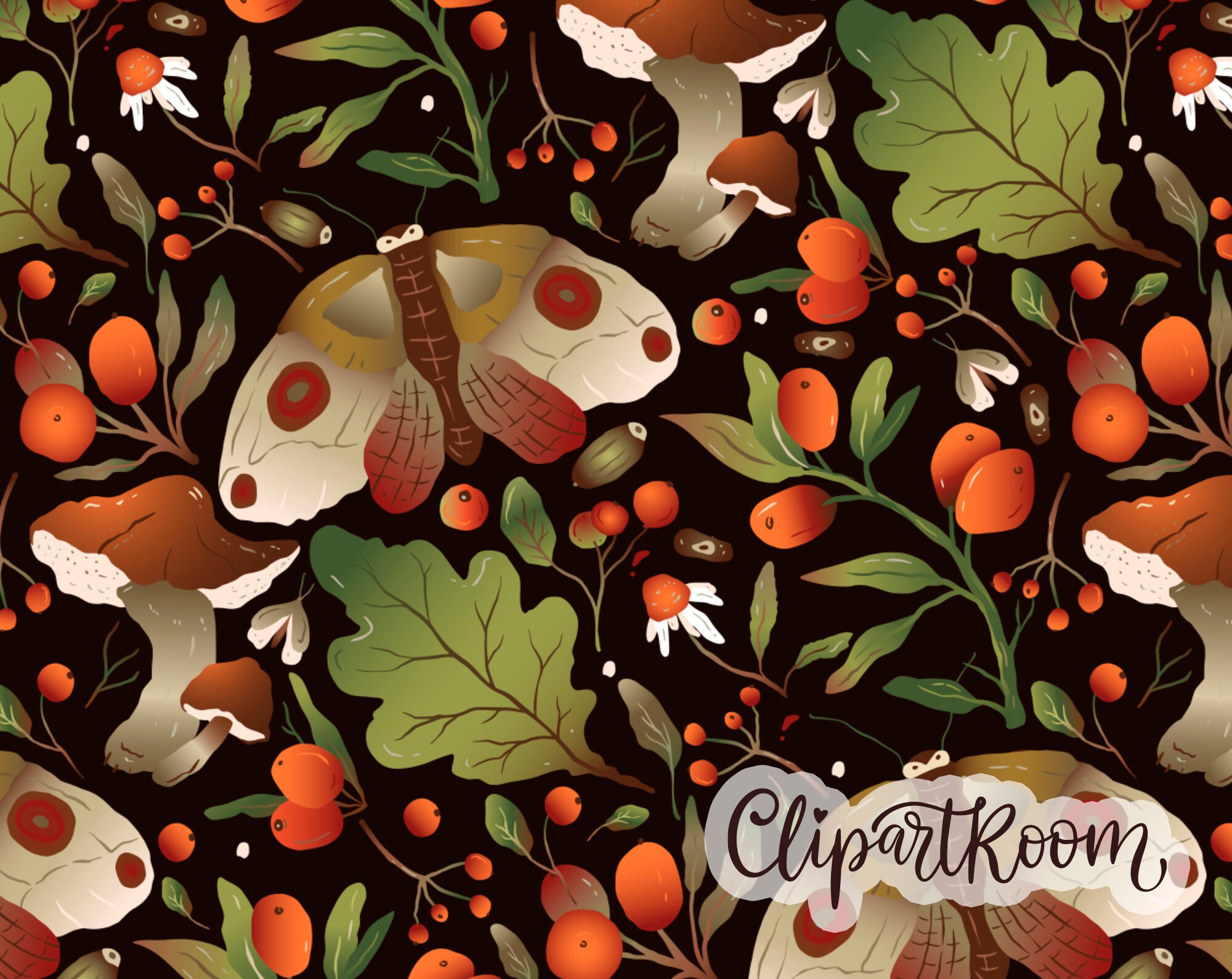 Autumn Digital Paper Fall Digital Paper Floral Graphic Seamless Pattern ...