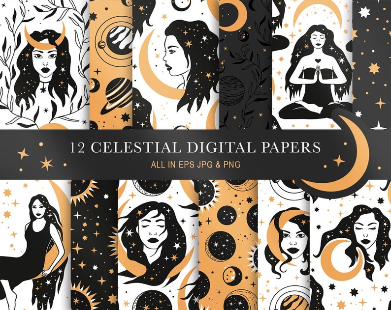 Boho digital paper bundle Retro digital paper chic Seamless | Etsy