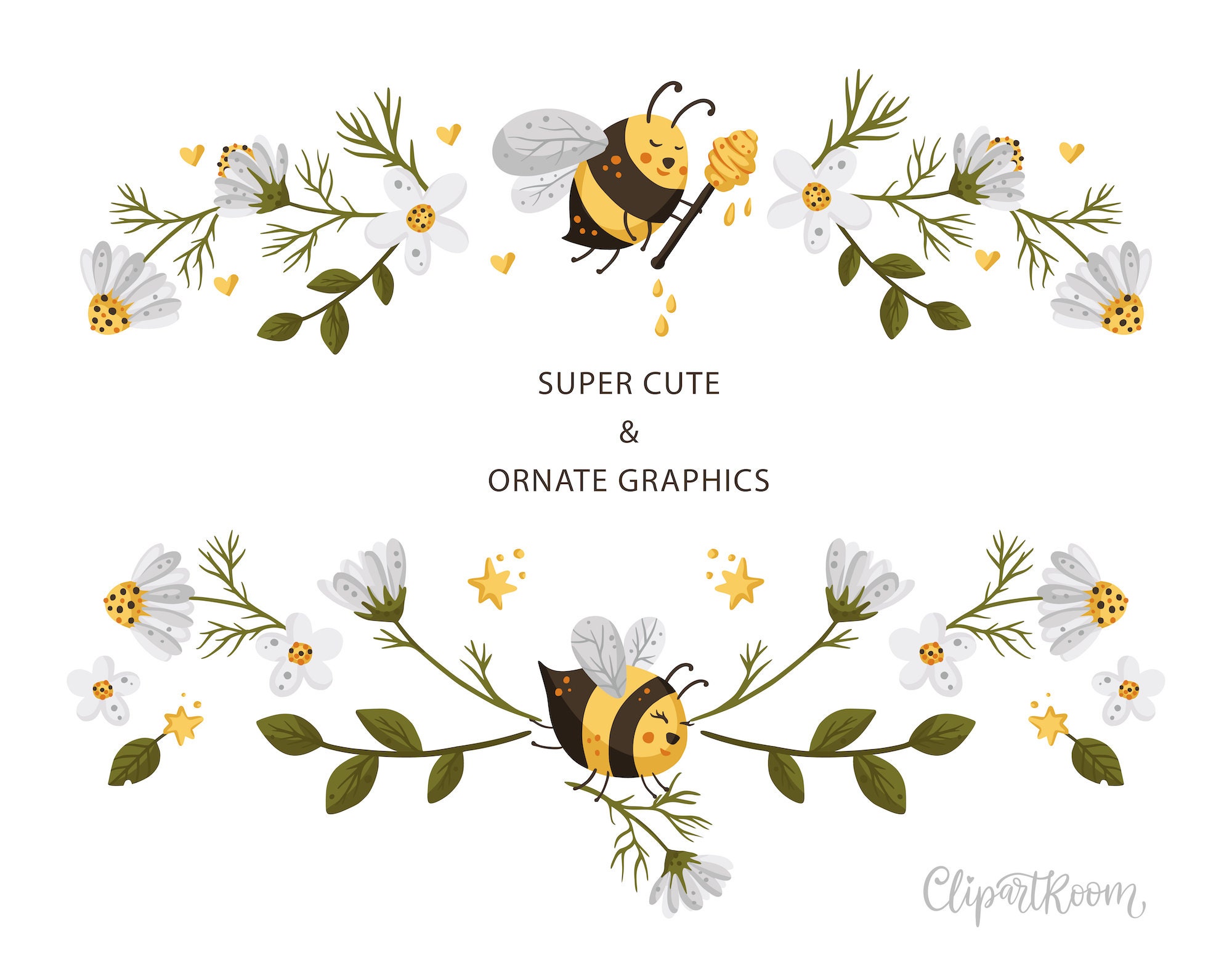 Border Clipart Floral Frame Clipart Flower Border Bee Print - Etsy UK