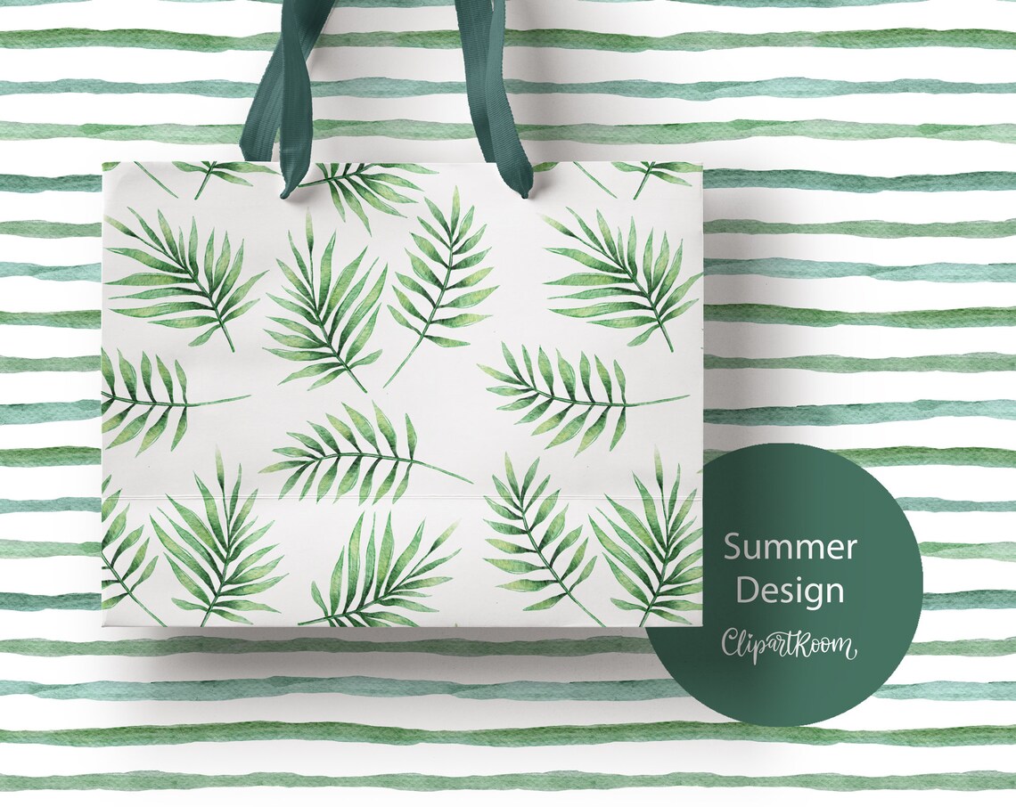 Jungle Nursery Tropical Leaves Digital Paper Eucalyptus Leaves Monstera ...