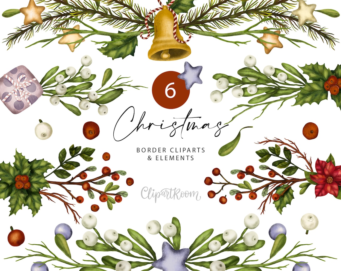 Cardinal Clipart Border Clipart Digital Vintage Christmas Images ...