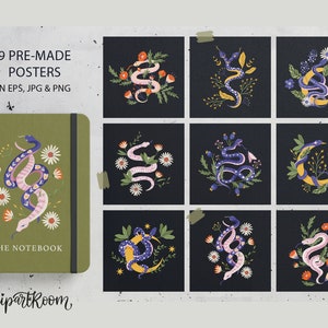 Snake Print Boho Clipart Snake Art Magic Digital Paper Snake Tattoo ...