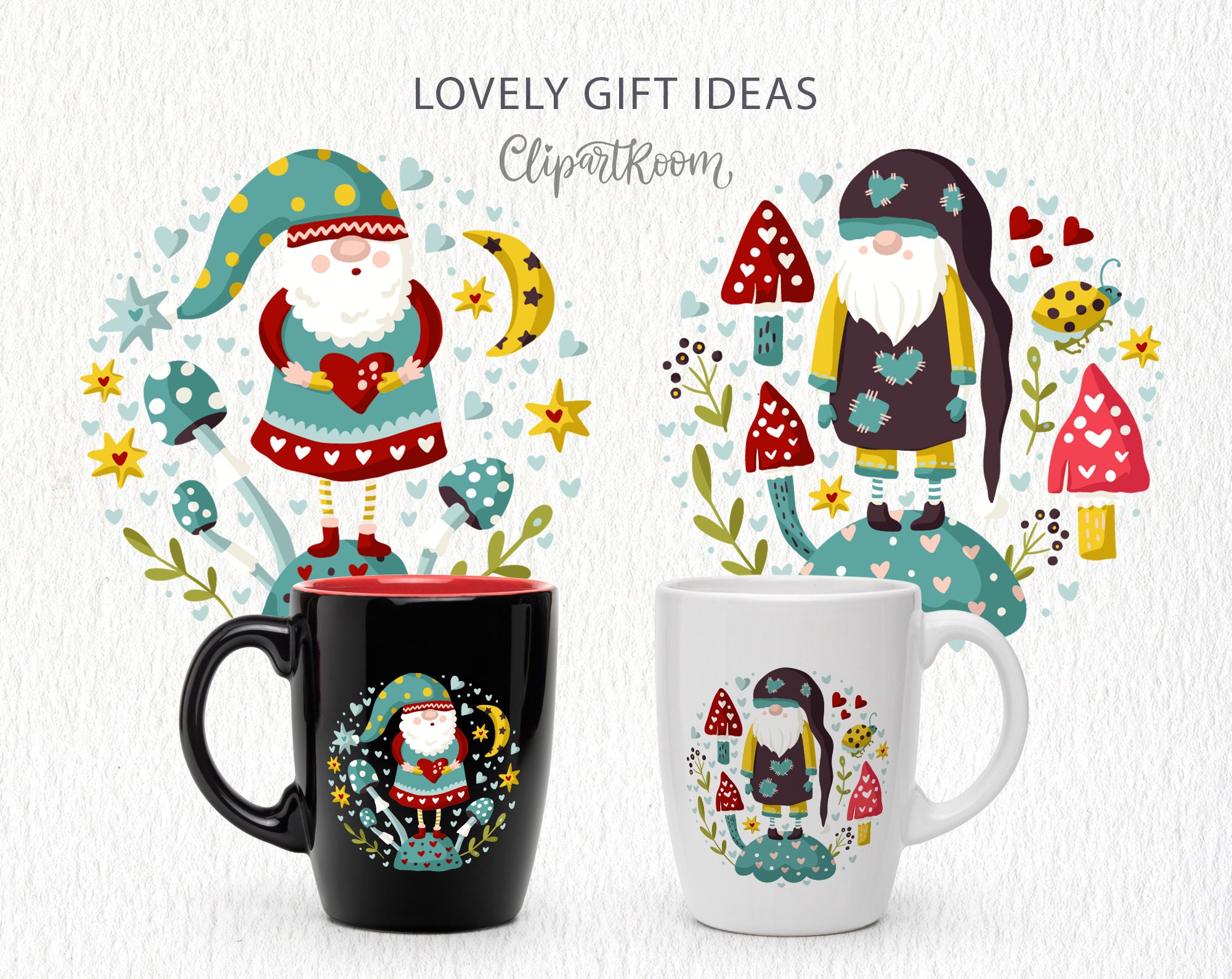 Digital Post Cards With Valentine Gnome Valentine Gnome - Etsy