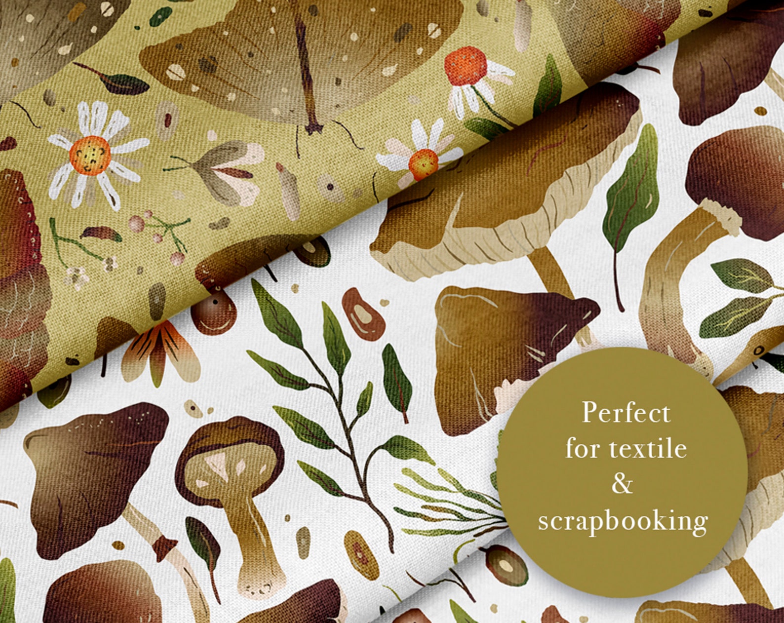 Fall Digital Paper Mushroom & Daisy Digital Paper Seamless - Etsy