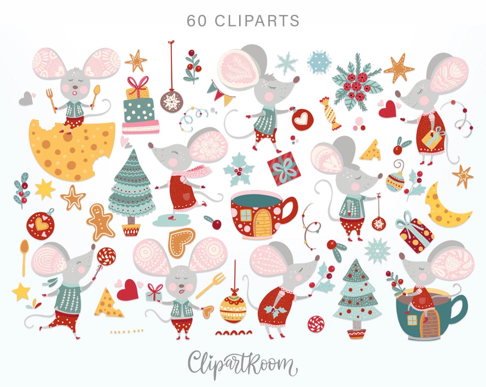 Hygge Christmas Clip Art, Winter Clipart Christmas Digital Paper With ...