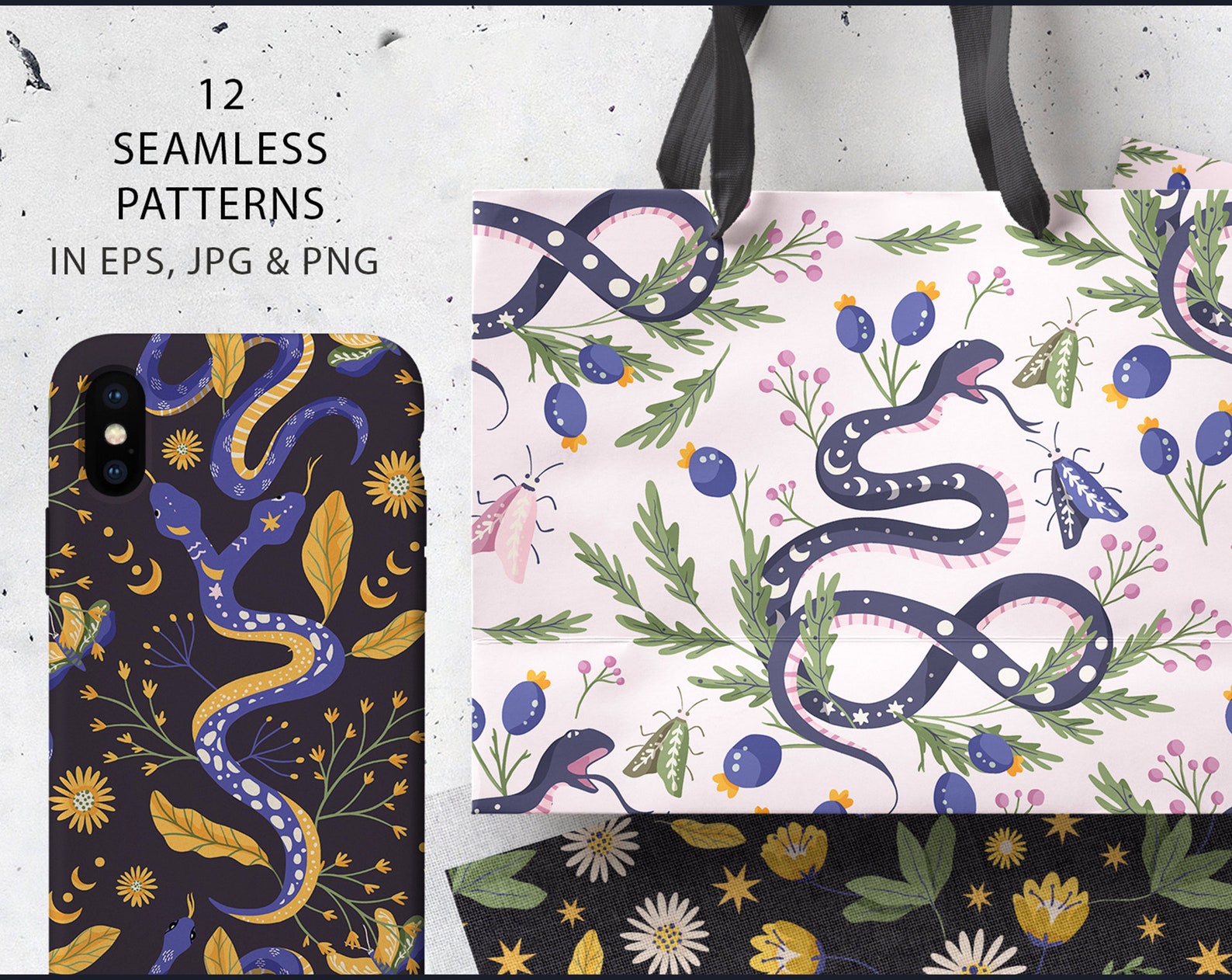 Snake Print Boho Clipart Snake Art Magic Digital Paper Snake - Etsy