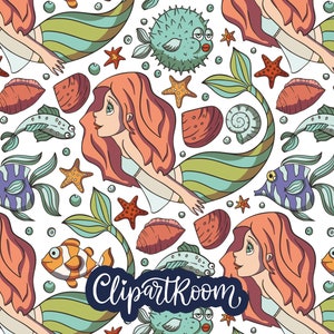 Mermaid Digital Paper Pack: Summer Scrapbook Kit (instant Download) - Etsy