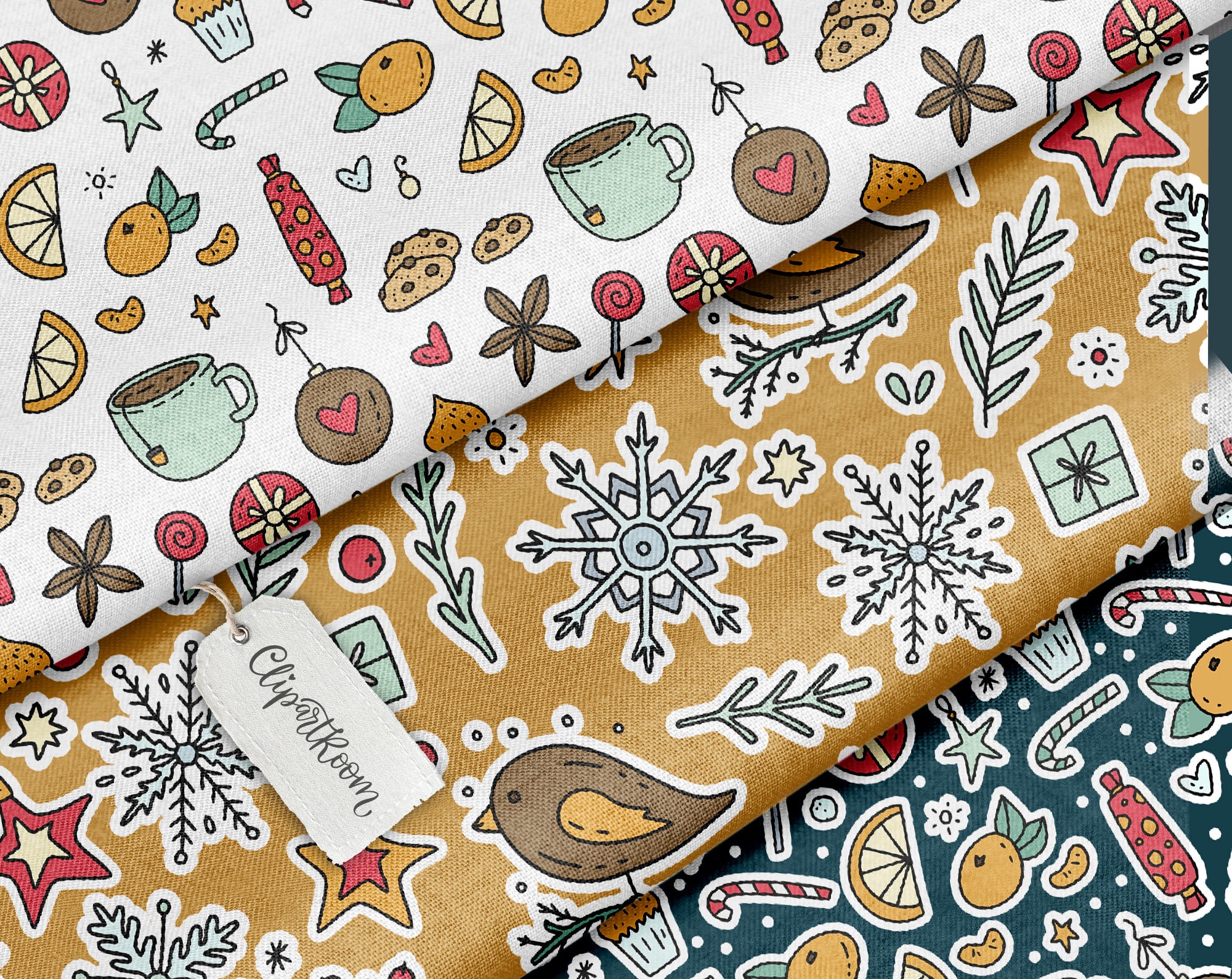 Winter Digital Background, Seamless Christmas Digital Paper Pack, Deer ...