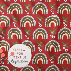 Christmas Rainbow Digital Paper, Rainbow Colors Digital Paper ...