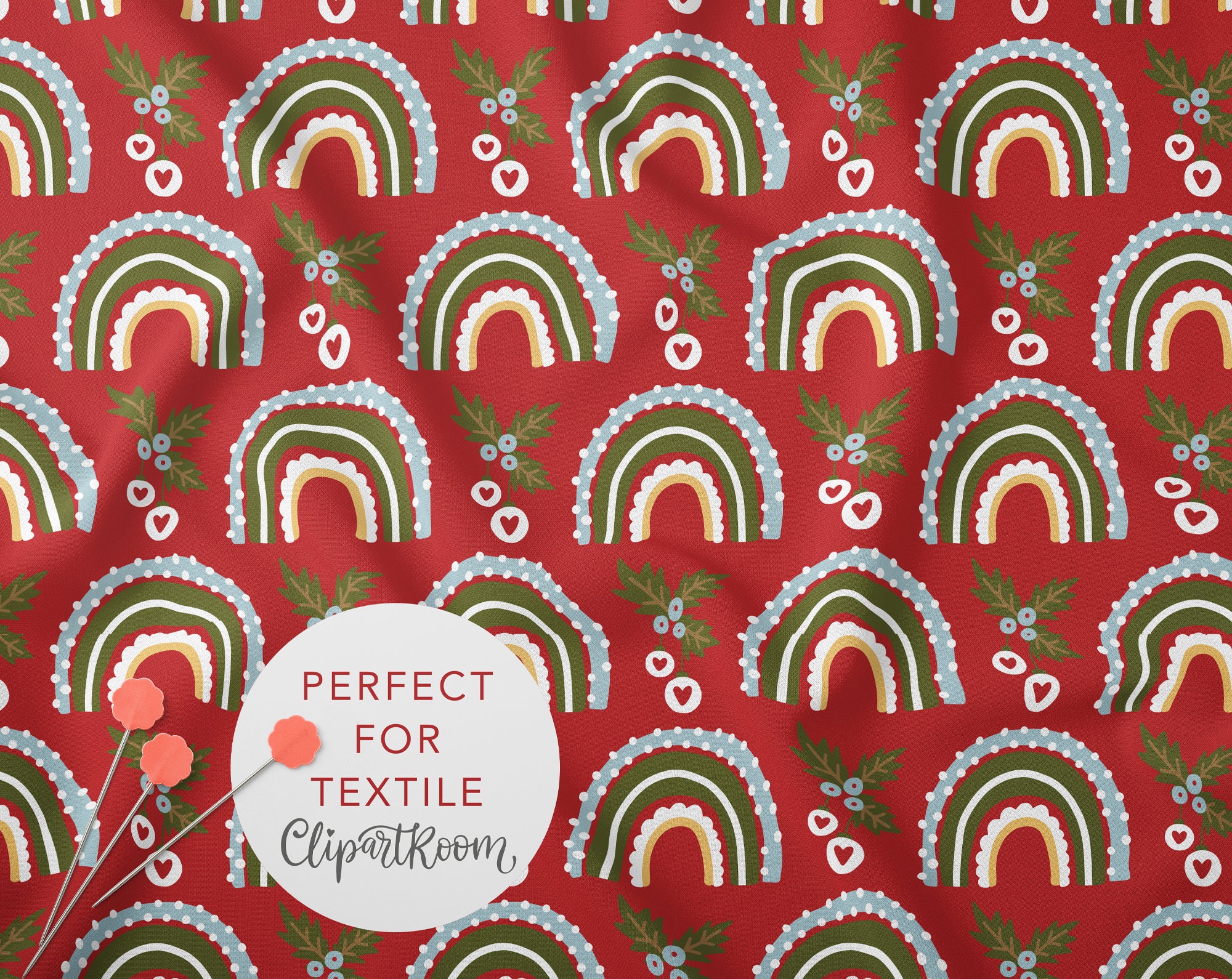 Christmas Rainbow Digital Paper, Rainbow Colors Digital Paper ...