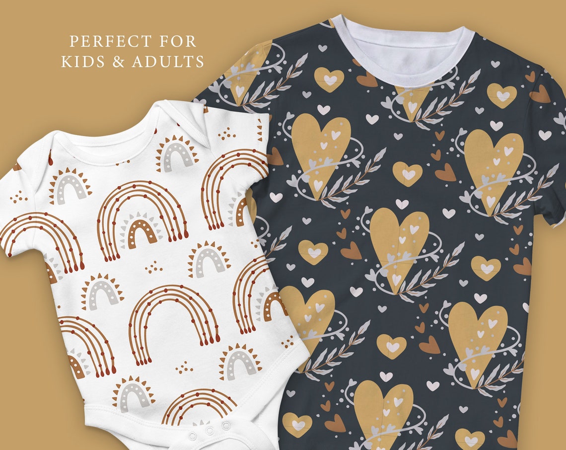 Boho Digital Paper Pack Rainbow Seamless Pattern Retro Digital | Etsy