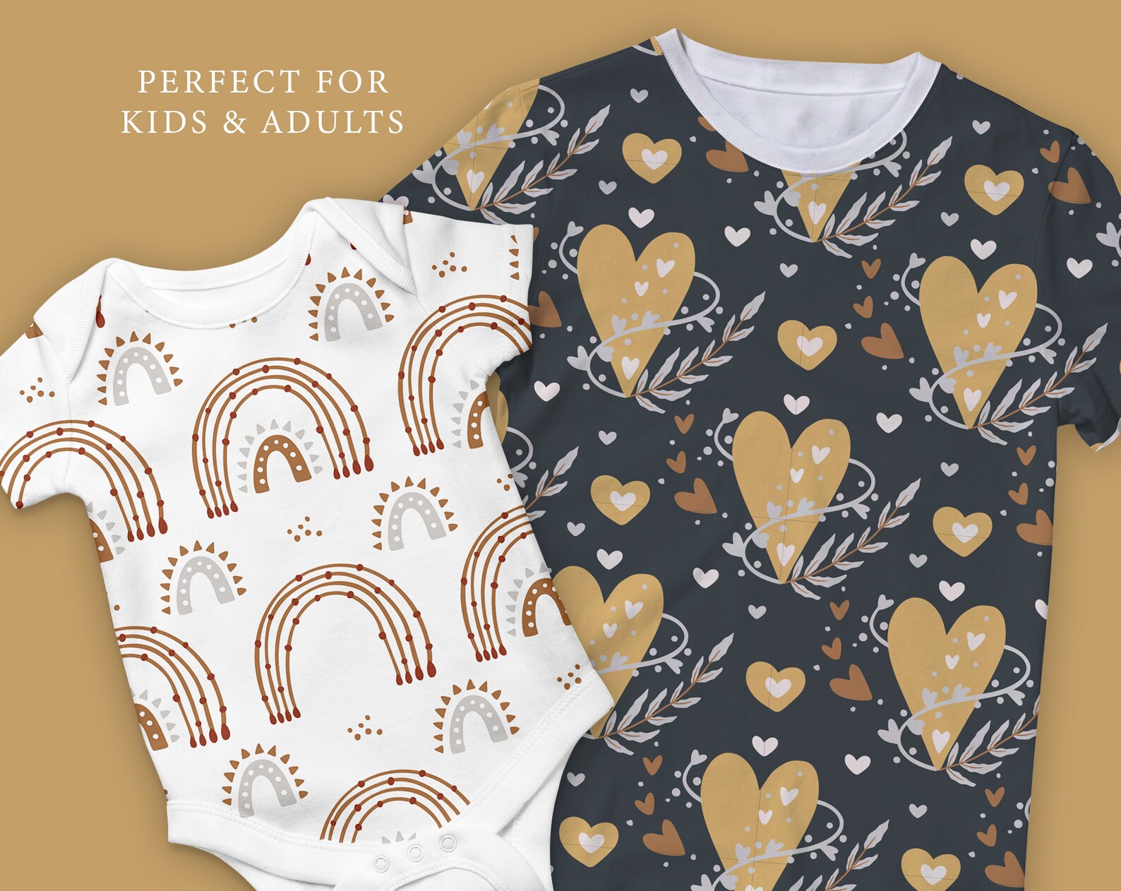 Boho Digital Paper Pack Rainbow Seamless Pattern Retro Digital Paper ...