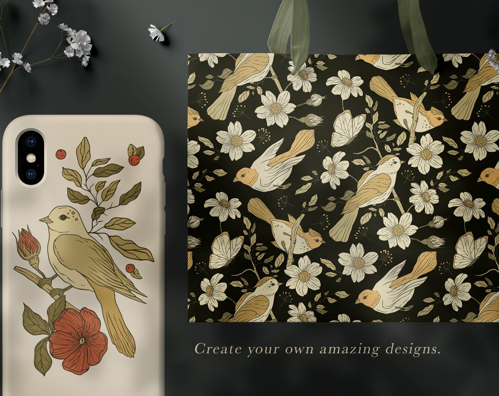 Bird Ornaments Boho Clipart Spring Digital Paper Birds and Flowers Png ...