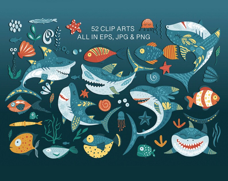 Baby Shark Clipart Family, Family Clipart, Baby Shark Bundle for ...